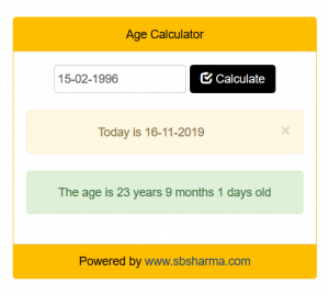 Mini Age Calculator With PHP OOPs [+Source Code] - sbsharma