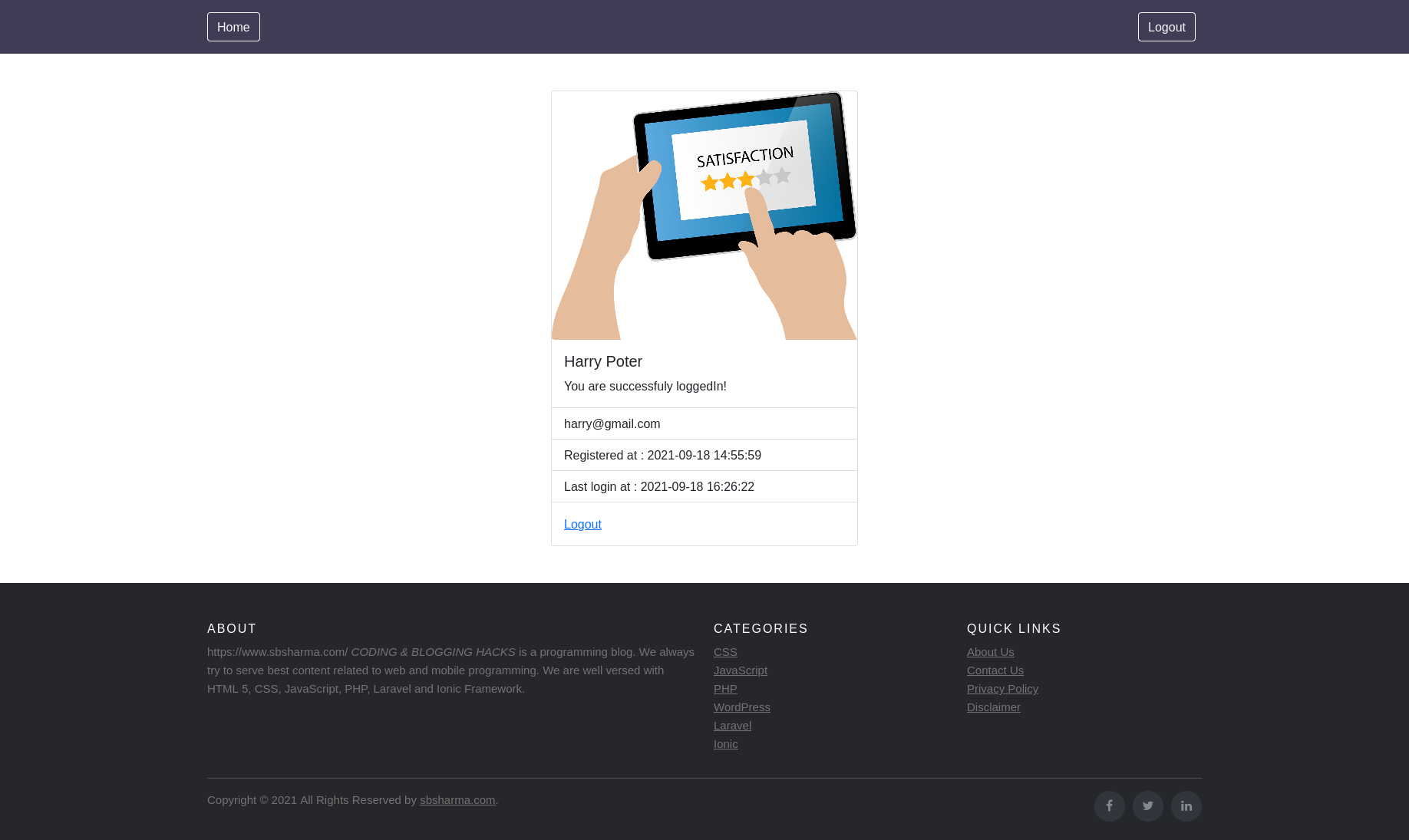 User login and registration with php & mysql (+source code) - sbsharma